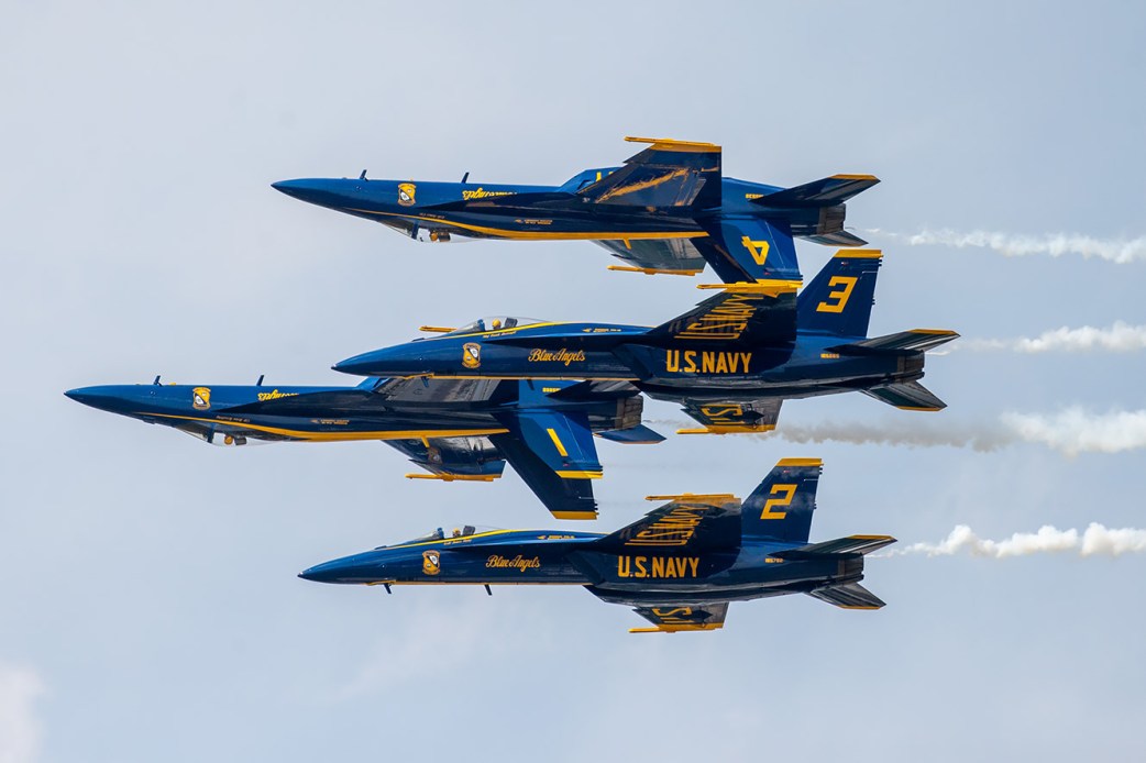 The 8 demonstration aircraft flown by the legendary Blue Angels