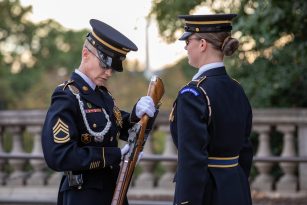 The first all-female guard change at the Tomb of the Unknown Soldier