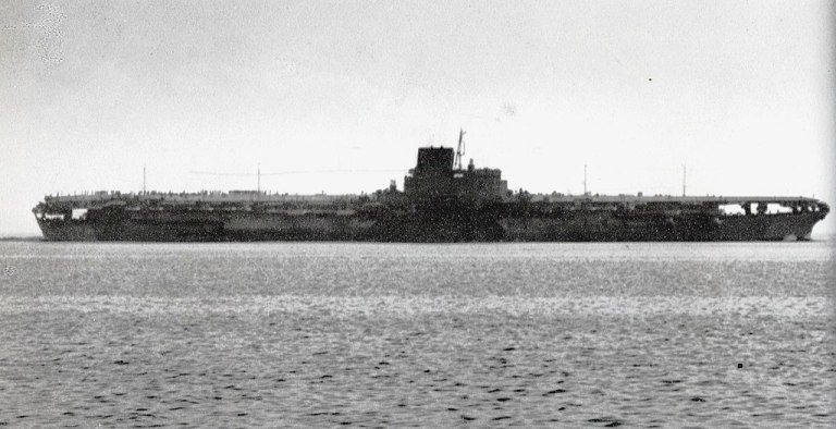 The largest aircraft carrier sunk in WWII was hit by four torpedoes