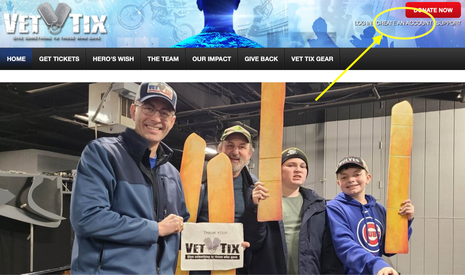 Steps for vets and service members to get free event tickets with Vet Tix