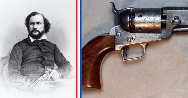 Why Samuel Colt engraved line of revolvers with Texas Navy battle