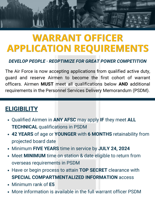 The Air Force is bringing back Warrant Officers