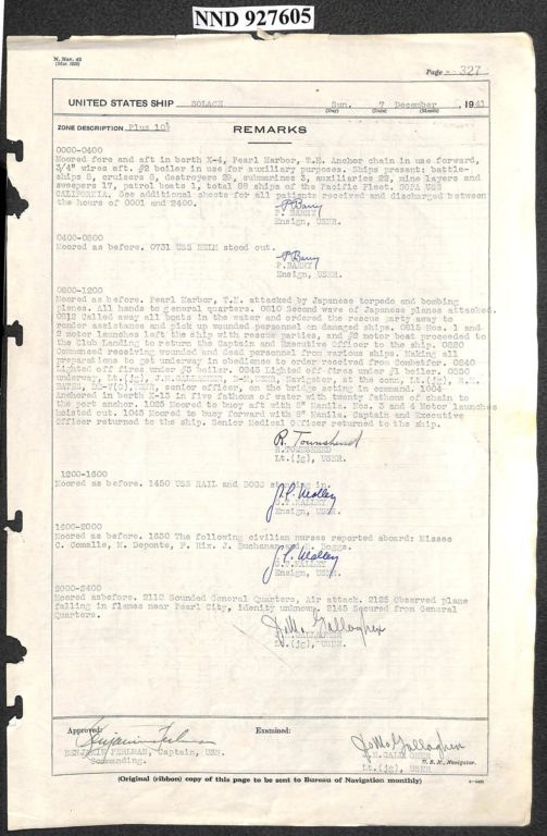 See the intense Navy deck logs from the Pearl Harbor attack