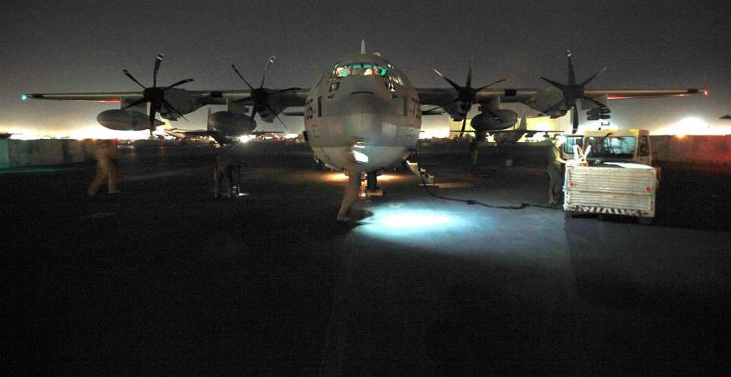 The Marine Corps version of the Spectre gunship provides firepower and fuel
